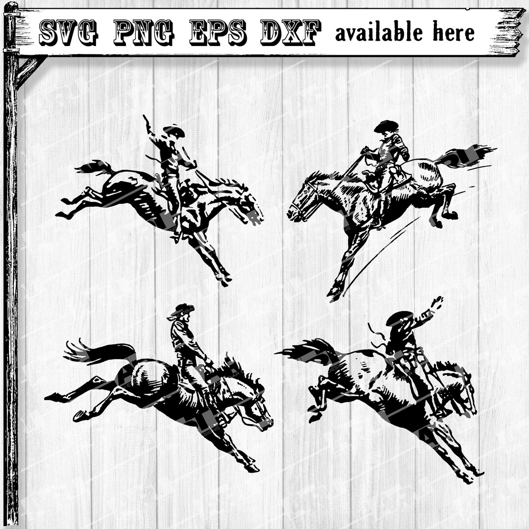 Cowboys Saddle Bronc Riding SVG, Western SVG, Cowboy Rodeo SVG Clip Art ...