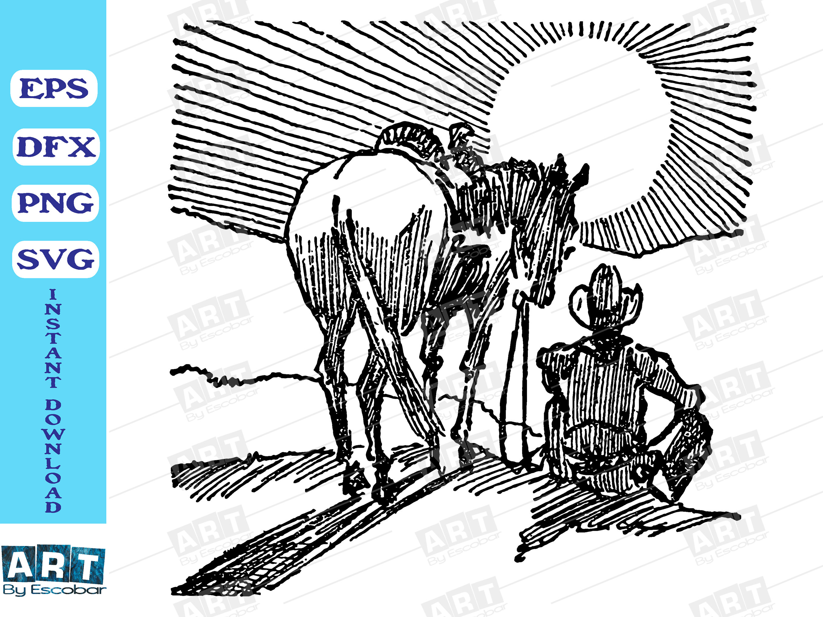 Cowboy Svg Sunset Svg Horse Clip Art Bundle PNG - Etsy Australia