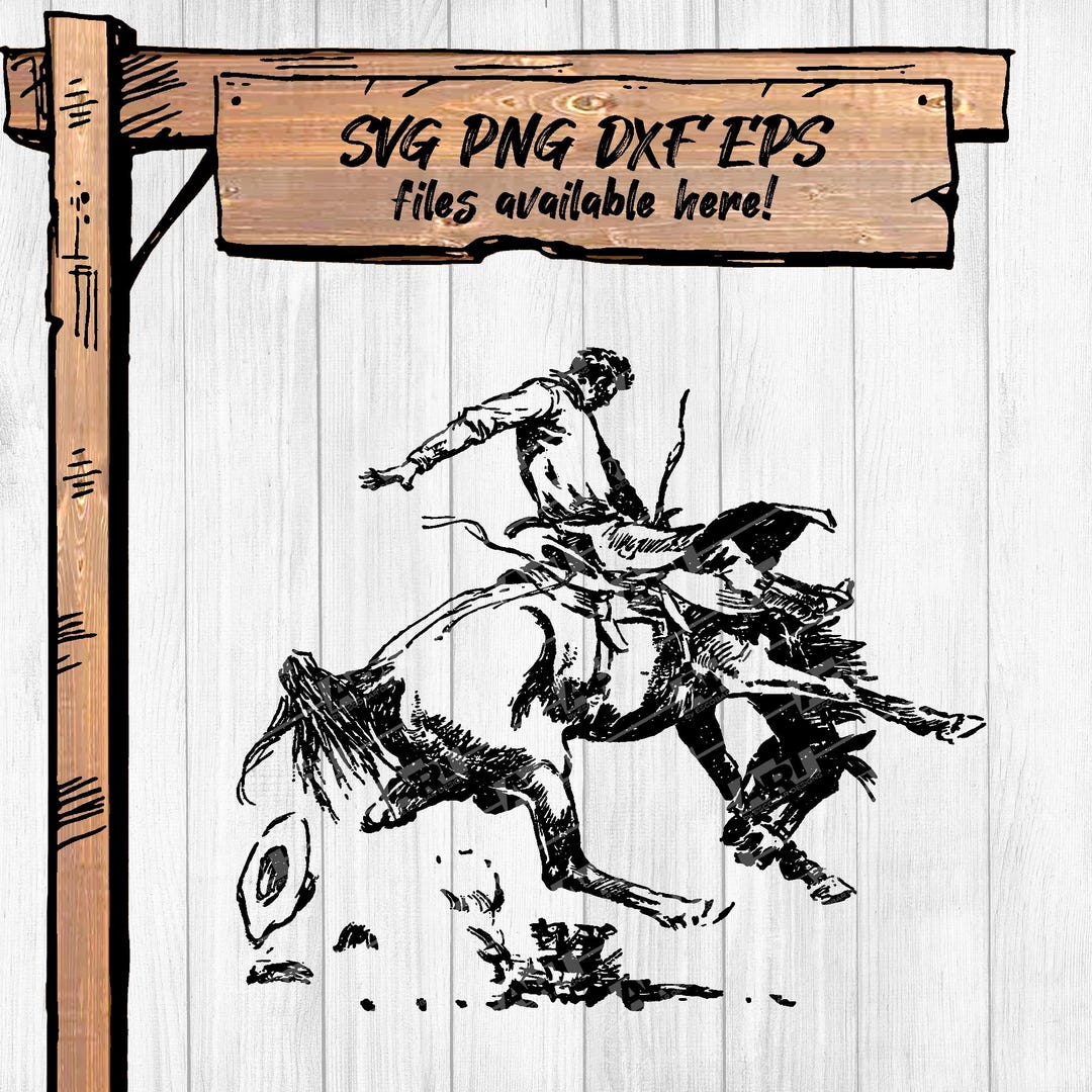 Western Cowboy Saddle Bronc Riding SVG, Rodeo PNG, Western SVG, Clip ...