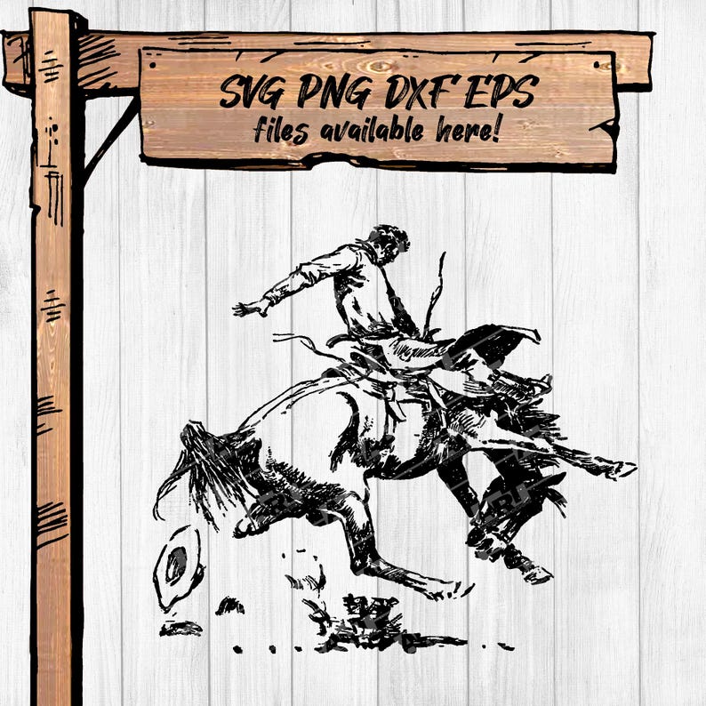 Western Cowboy Saddle Bronc Riding SVG, Rodeo PNG, Western SVG, Clip ...