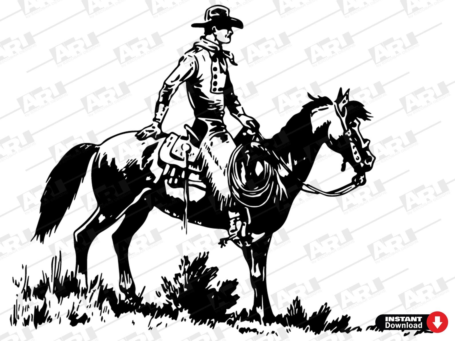 Western Cowboy Svg, Lasso Svg, Bronco Png, Rodeo Png, Clip Art Bundle ...