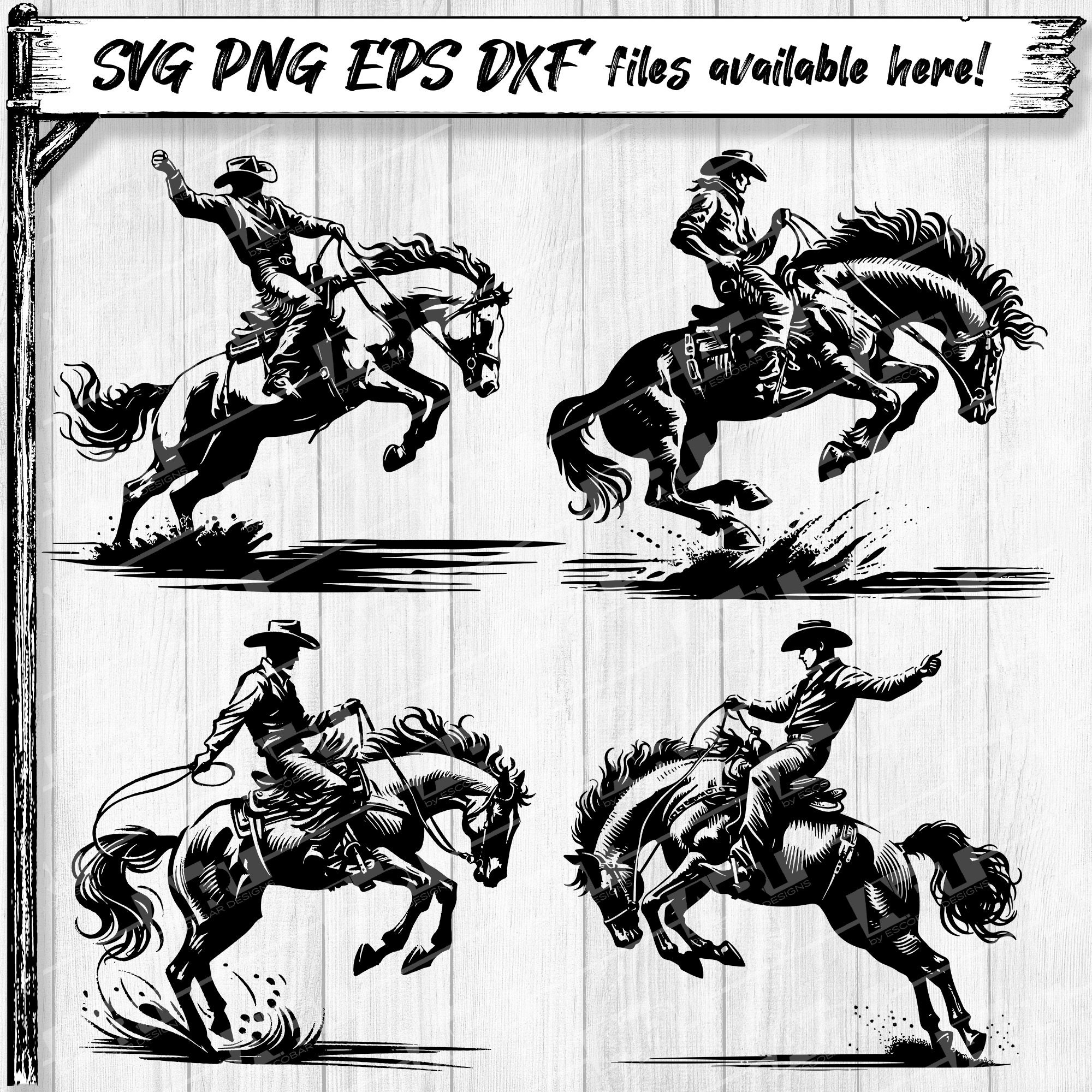 Western Cowboys SVG PNG, Saddle Bronc Riding Svg, Rodeo Svg, Bareback ...