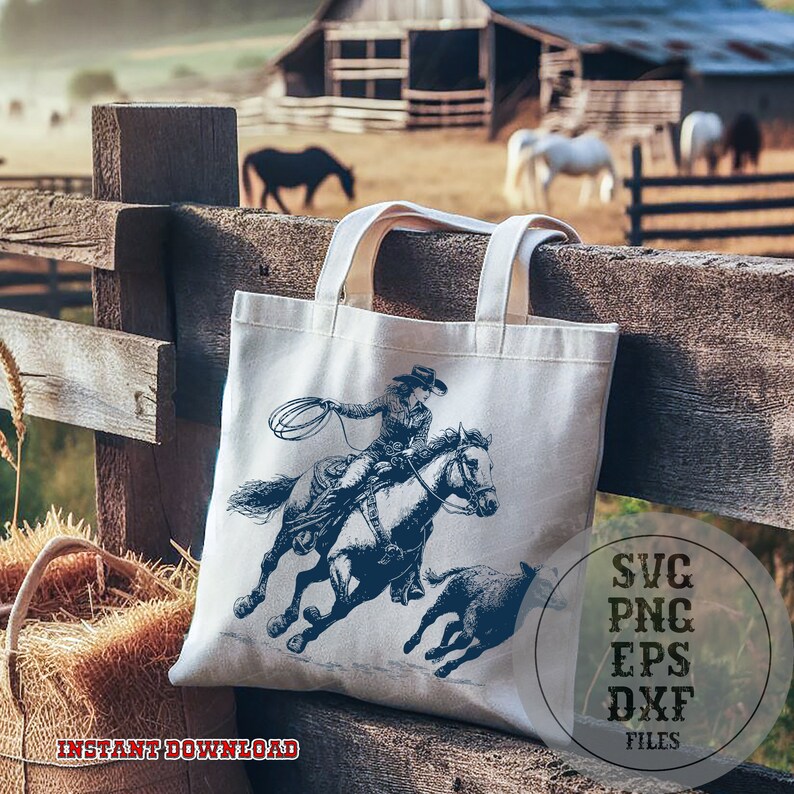 Cowgirl Breakaway Roper Svg, Cowgirl on a Horse Roping a Calf Svg ...