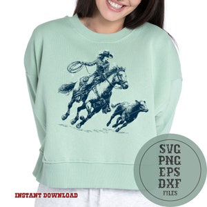 Cowgirl Breakaway Roper Svg, Cowgirl on a Horse Roping a Calf Svg ...