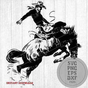 Saddle Bronc Riding SVG – Western Cowboy Rodeo Clipart Bundle – Bucking ...