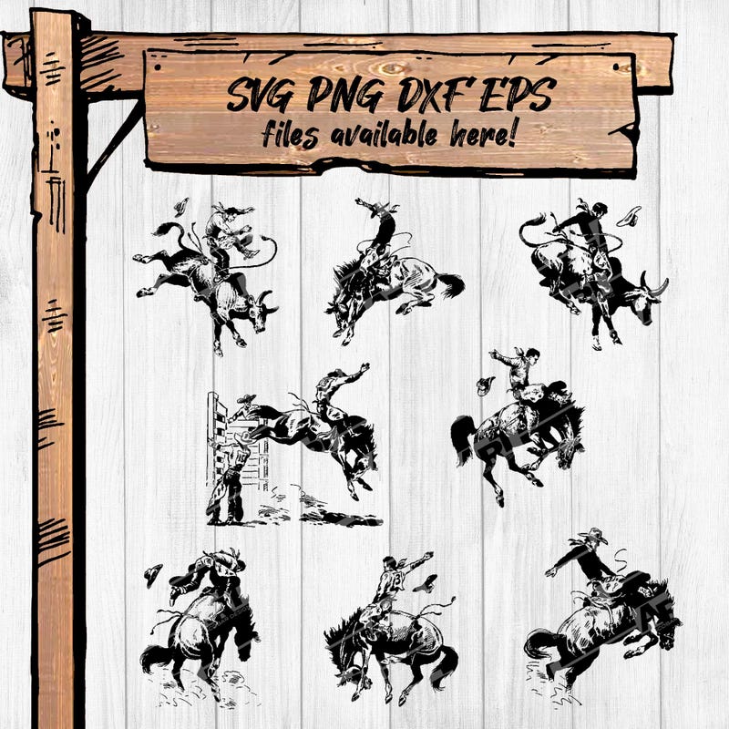 Bucking Horse With Cowboy Stencil - Etsy