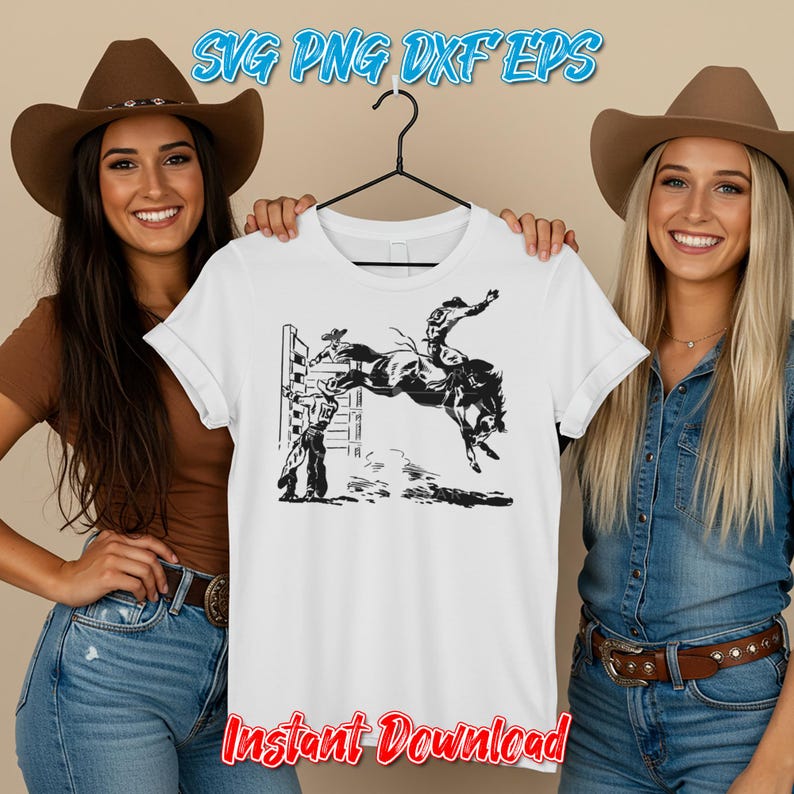 Saddle Bronc Rodeo Cowboy Clipart | Western (svg, Png, Dxf, Eps) - Etsy