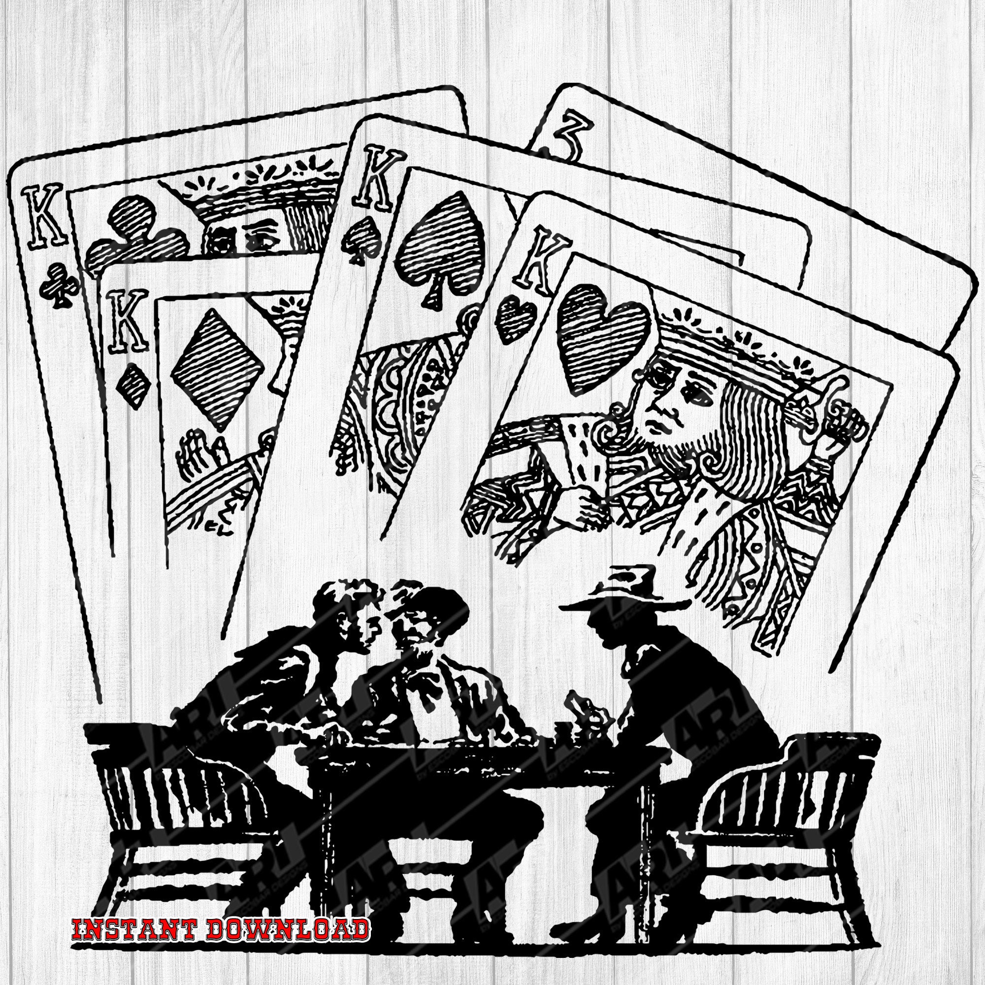 Western SVG Cowboys Playing Cards in a Saloon Wild West - Etsy