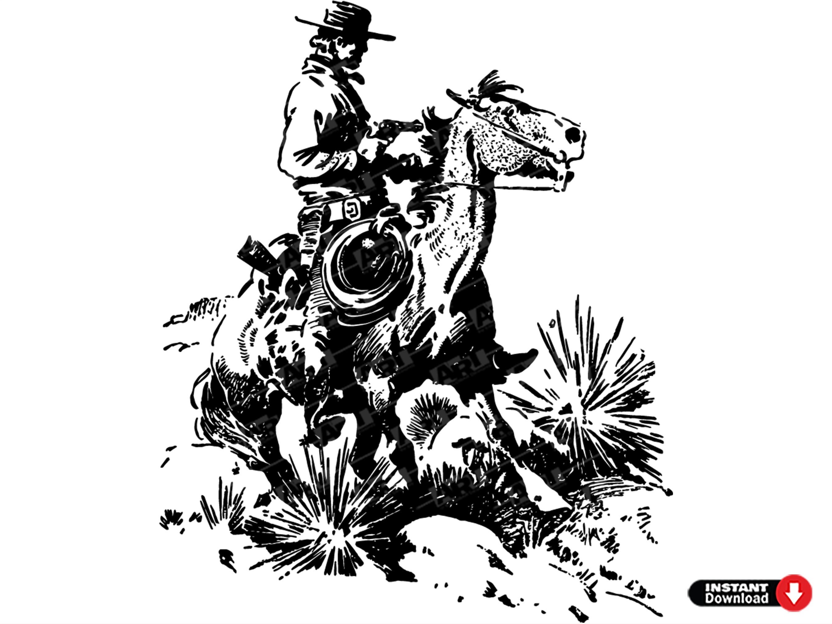 Vintage Western Cowboys Clip Art Bundle, Cowboys on Horses Svg, Cowboys ...