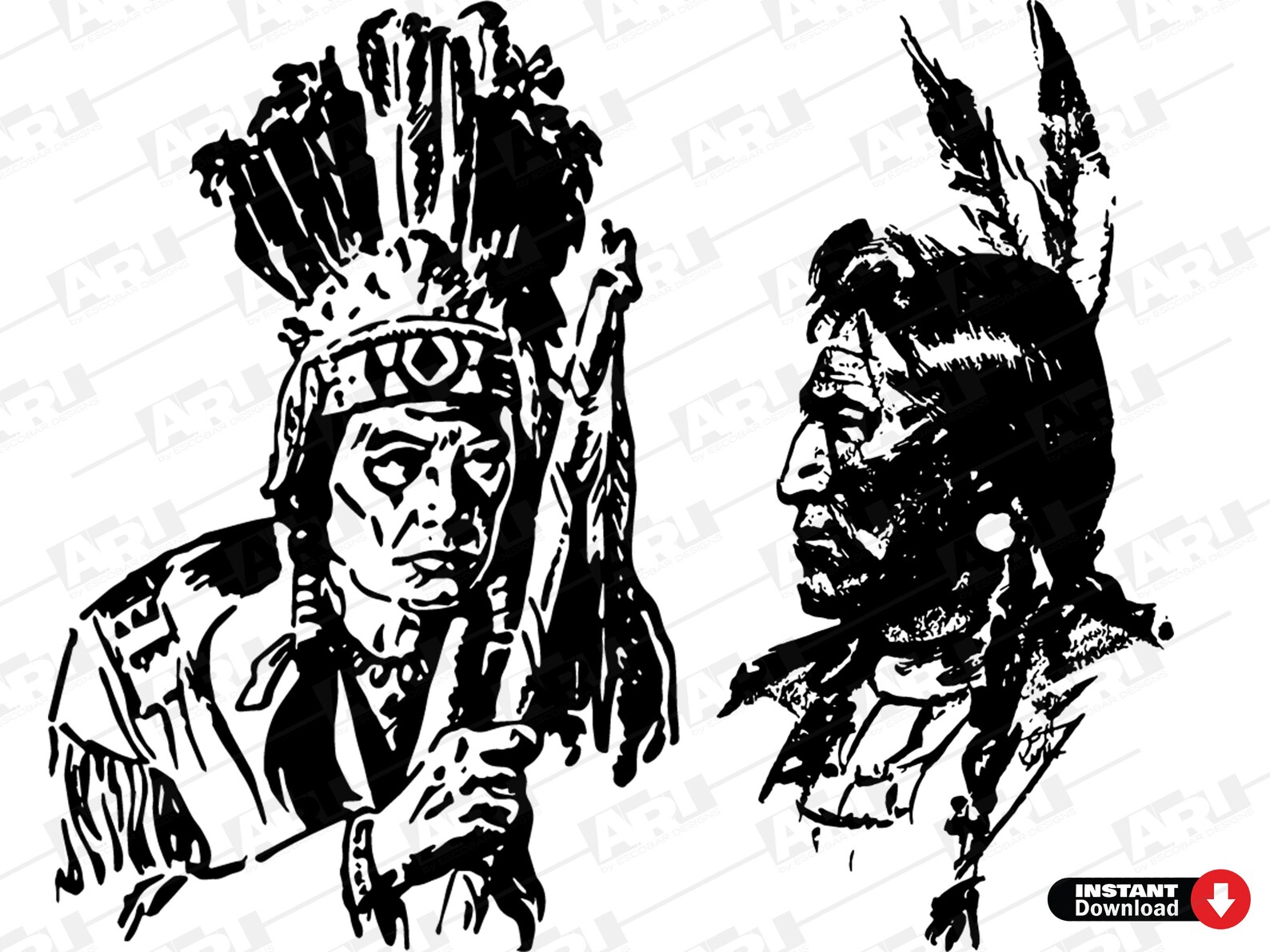 Western SVG, Native American PNG, Bow and Arrow, Indian Brave, Warrior ...