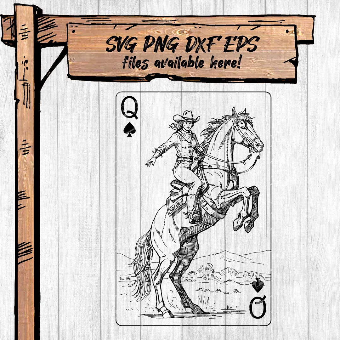 Cowgirl Bronc Rider Queen of Hearts SVG: Western Rodeo Clipart (digital ...