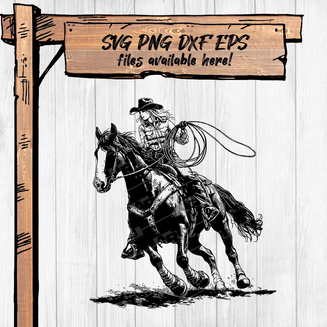 Breakaway Roper SVG – Cowgirl Rodeo Clipart Bundle (png, Dxf, Eps ...