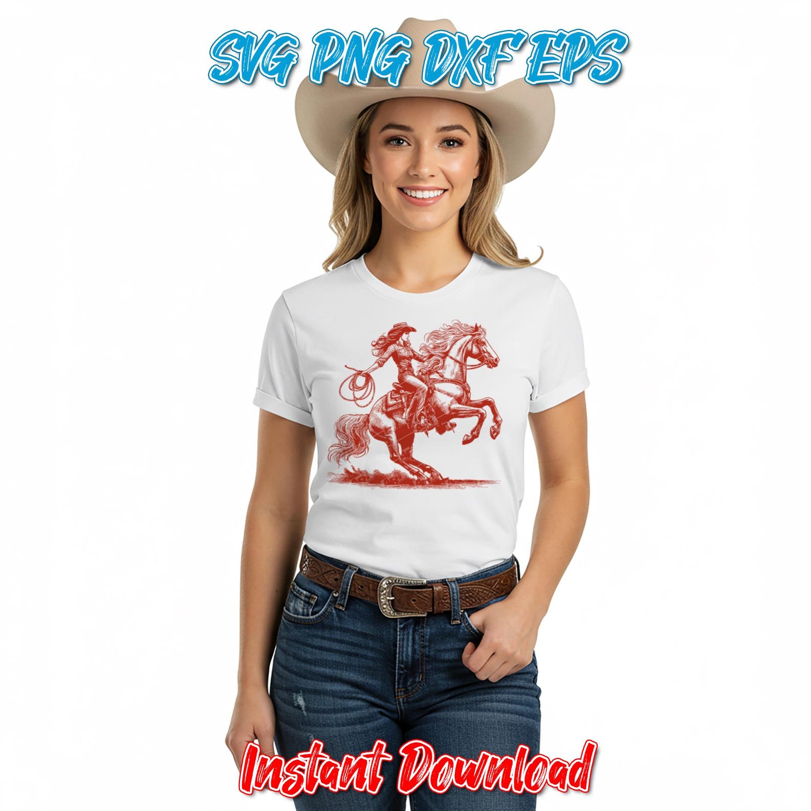 Cowgirl Riding Horse Clipart | Western Lariat SVG PNG - Etsy