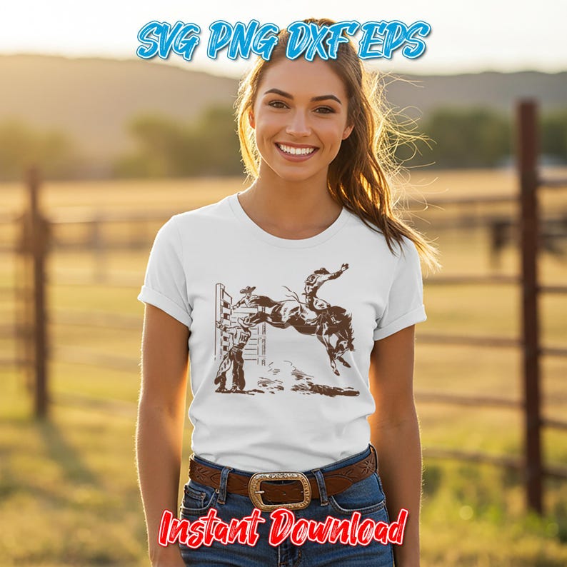 Saddle Bronc Rodeo Cowboy Clipart | Western (svg, Png, Dxf, Eps) - Etsy