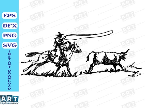 Cowboy Svg Roping Svg Bull Eps Western Png Clip Art - Etsy Canada