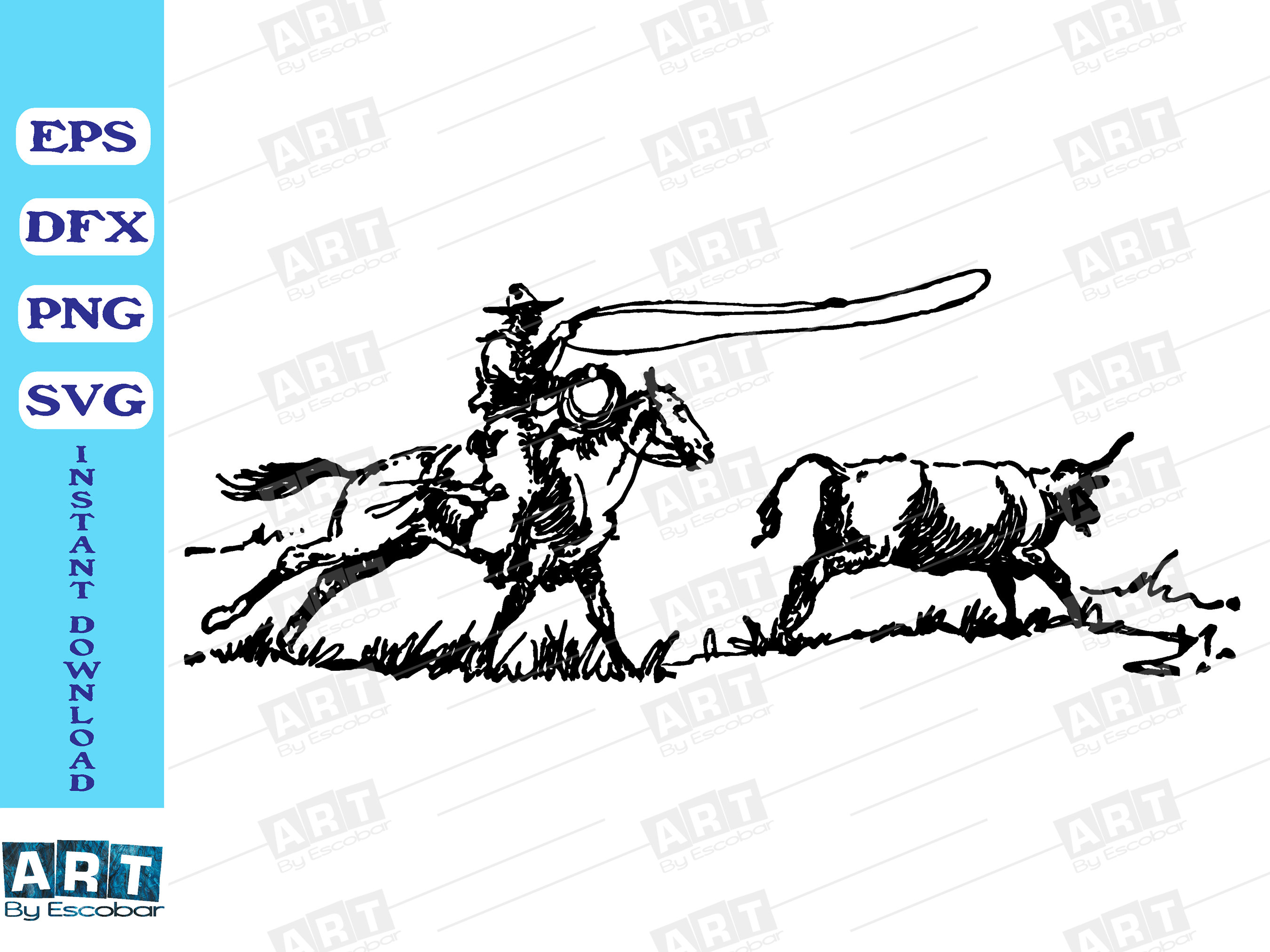 Cowboy Svg Roping Svg Bull Eps Western Png Clip Art - Etsy Canada
