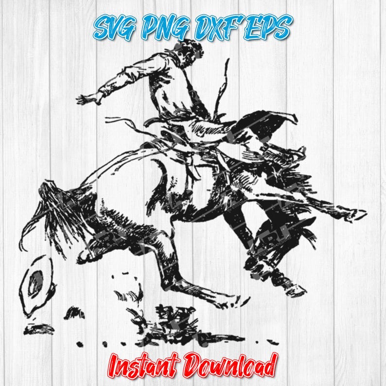 Rodeo Bronc Riding SVG, Western Cowboy Clipart Bundle (dfx Eps Png) - Etsy