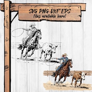 Cowgirl Breakaway Roper SVG Clipart Bundle: Rodeo Western Design ...