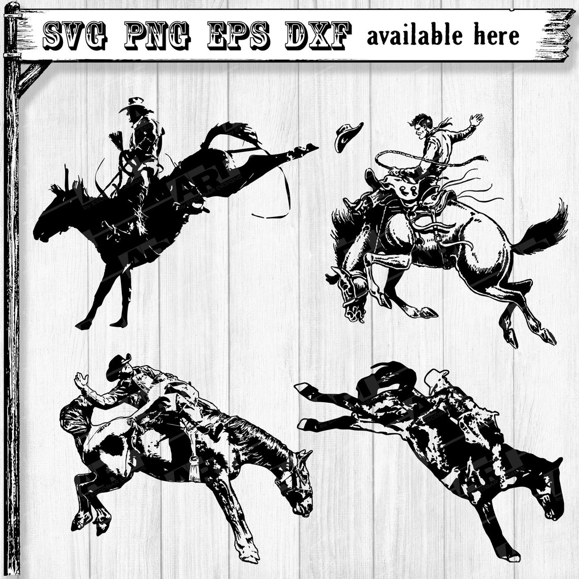 Western Cowboys Saddle Bronc Riding SVG, Rodeo PNG, Bucking Broncos SVG ...