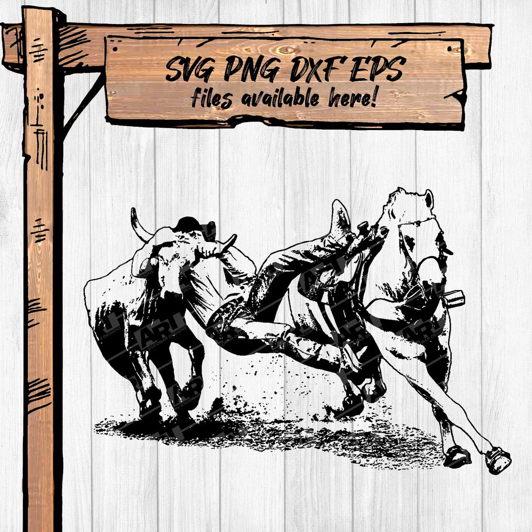 Cowboy Bulldogging Steer SVG: Rodeo Clipart Bundle (digital Download ...