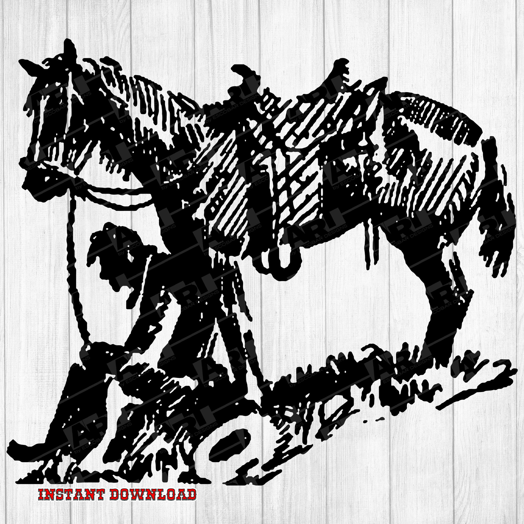 Cowboys With His Horses Svg, Western Cowboy Png, Saddled Horses Clip ...