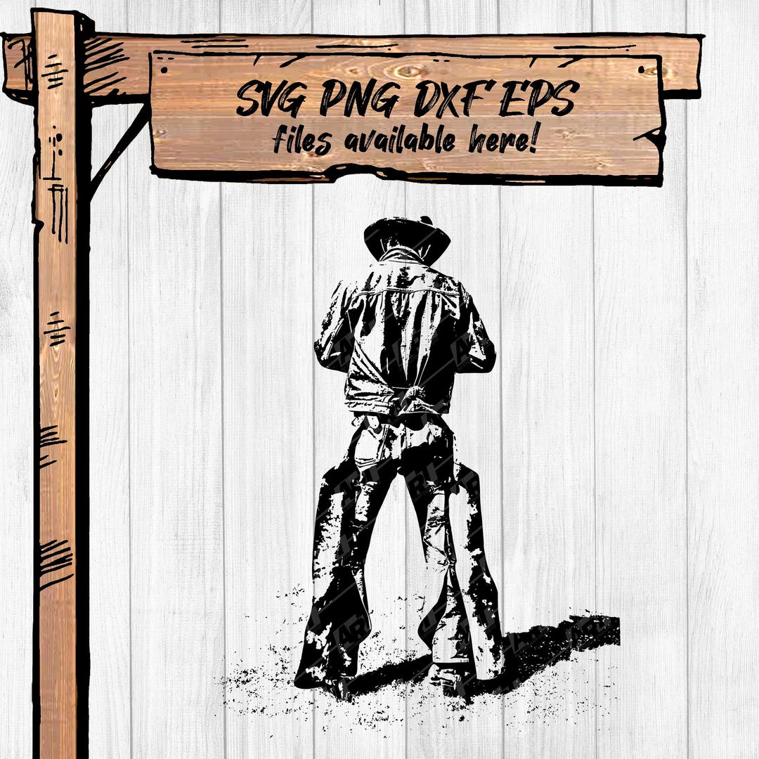 Western Cowboy in Chaps SVG, PNG, Dxf, Eps | Classic Cowboy Cut File ...