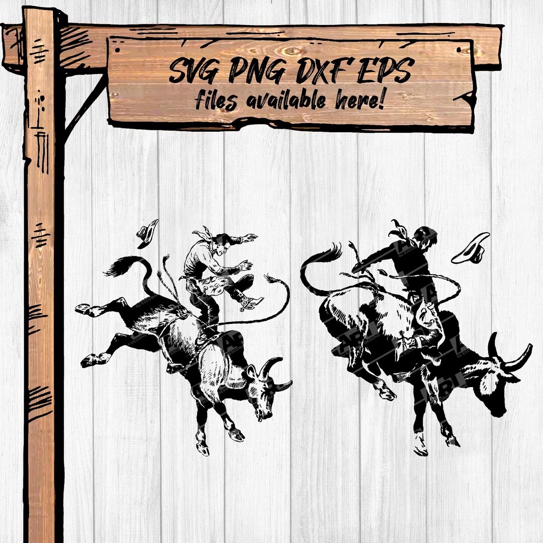 Cowboys Bull Riding Clipart Bundle – Rodeo SVG/PNG Designs, Bucking ...