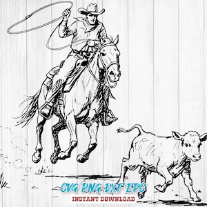 Cowboy Roping Calf SVG: Western Rodeo Clipart Bundle (digital Download ...