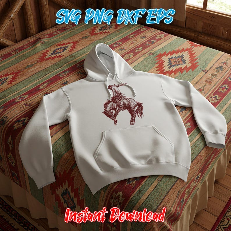 Bucking Bronc Cowboy SVG: Rodeo Clipart for Cricut, Silhouette (300 DPI ...