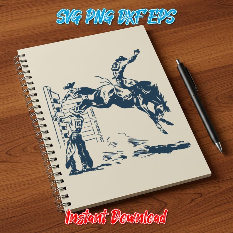 Saddle Bronc Rodeo Cowboy Clipart | Western (svg, Png, Dxf, Eps) - Etsy