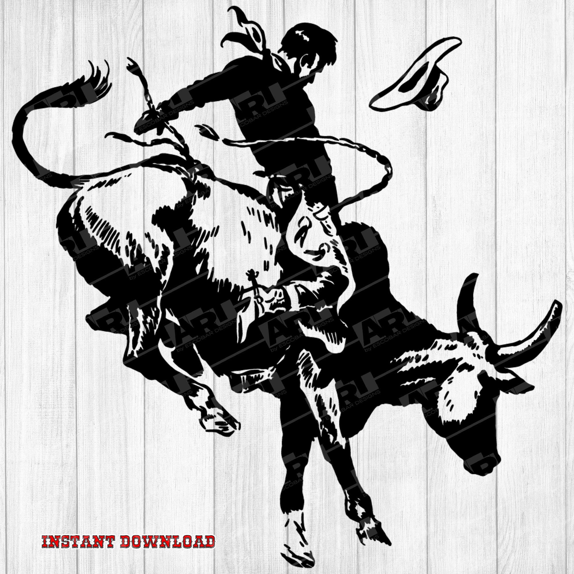 Two Images of Cowboys Bull Riding SVG PNG, Bucking Bull Svg, Rodeo Svg ...