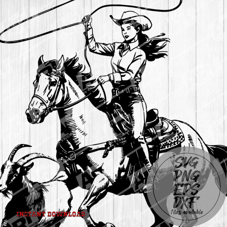 Cowgirl on a Horse Roping a Goat Svg, Breakaway Roper Svg, Rodeo Clip ...
