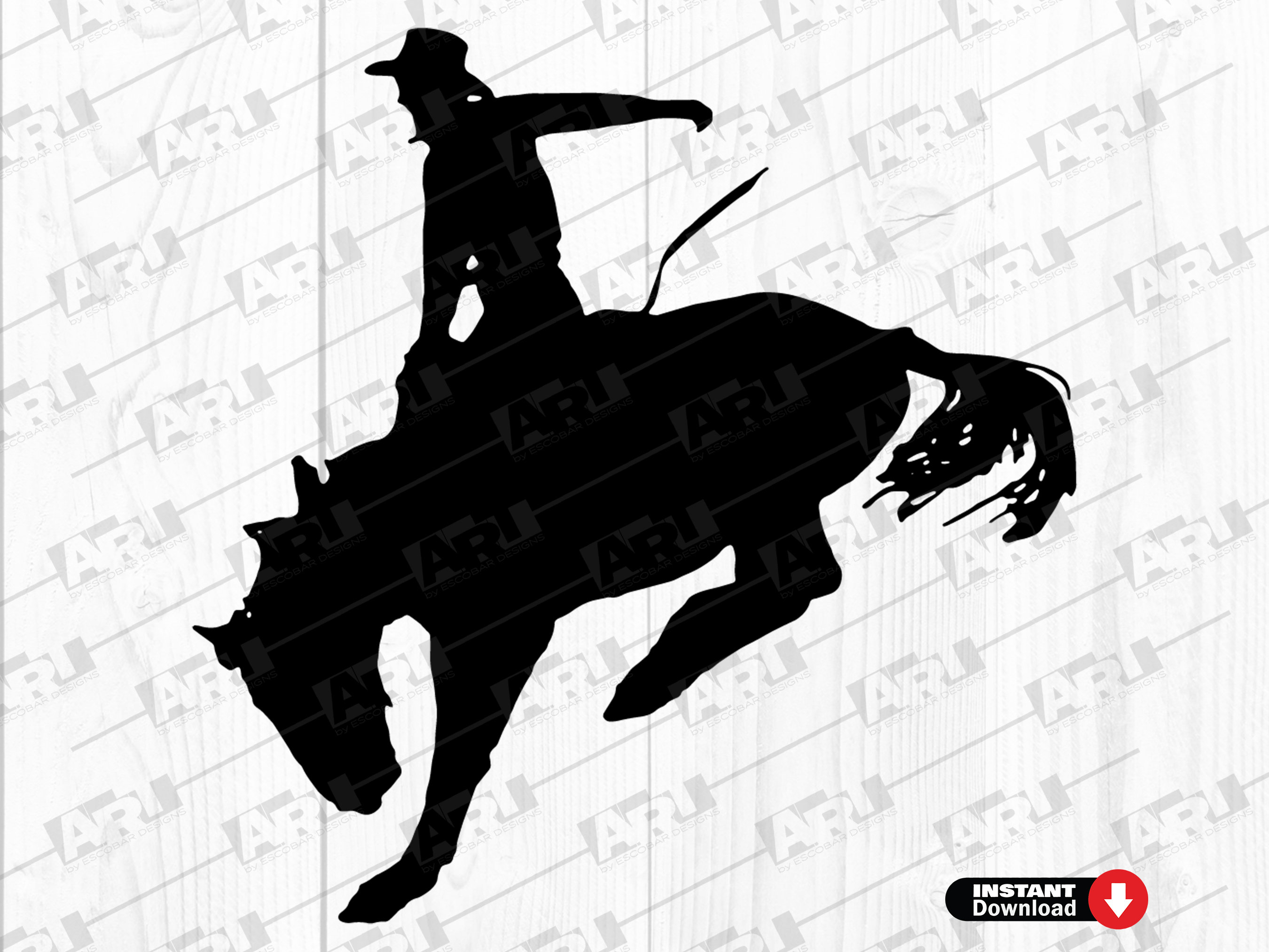 Bronc Riding Cowboy SVG Bundle: Rodeo Clipart for Cricut, Silhouette ...