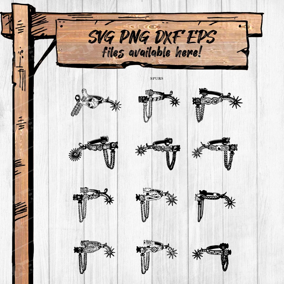 Vintage Line Art of Cowboy Spurs SVG, Western SVG, for Sublimation ...