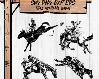 Vintage Cowboy Bundle Svg, Retro Rodeo Clipart, Western Country ...