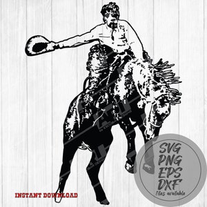Western Cowboy SVG PNG, Saddle Bronc Riding Svg, Rodeo Svg, Bucking ...