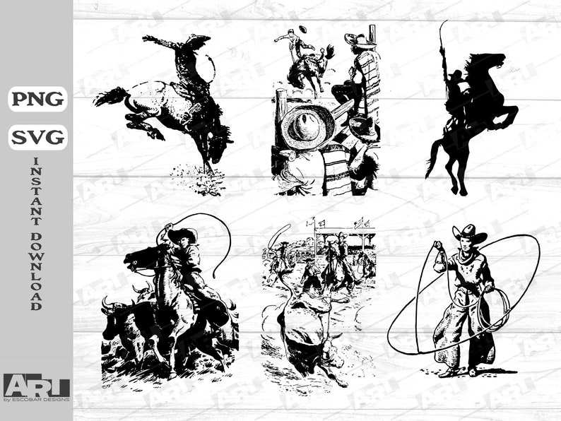 Western SVG Cowboy Roping Cowboy Herding Bulls Cowboy - Etsy