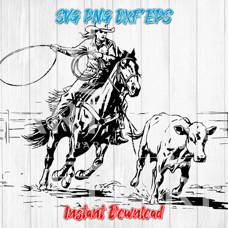 Cowgirl Breakaway Roper SVG Clipart Bundle: Rodeo Western Design ...