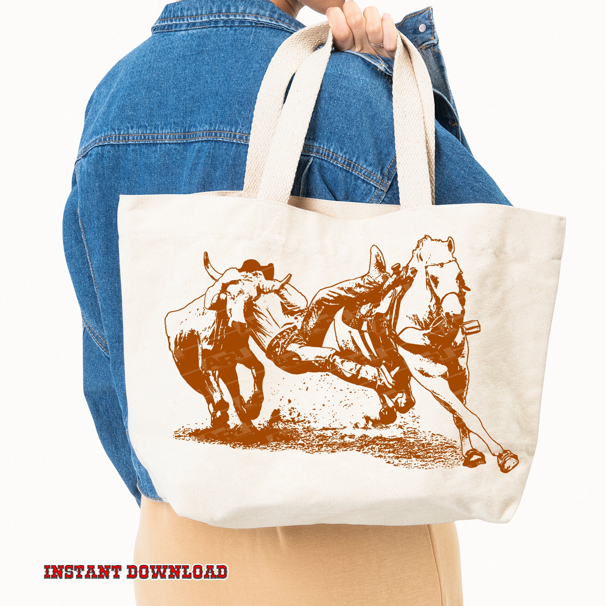 Steer Wrestling SVG Bulldogger Cowboy Clipart Rodeo Bulldogging PNG ...