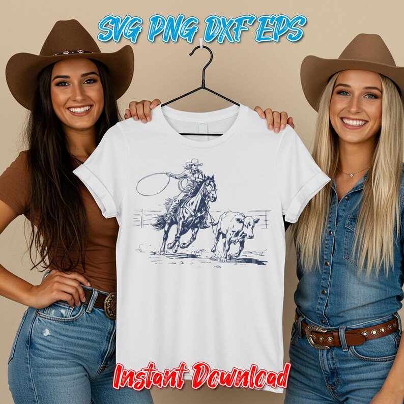 Cowgirl Breakaway Roper SVG Clipart Bundle: Rodeo Western Design ...