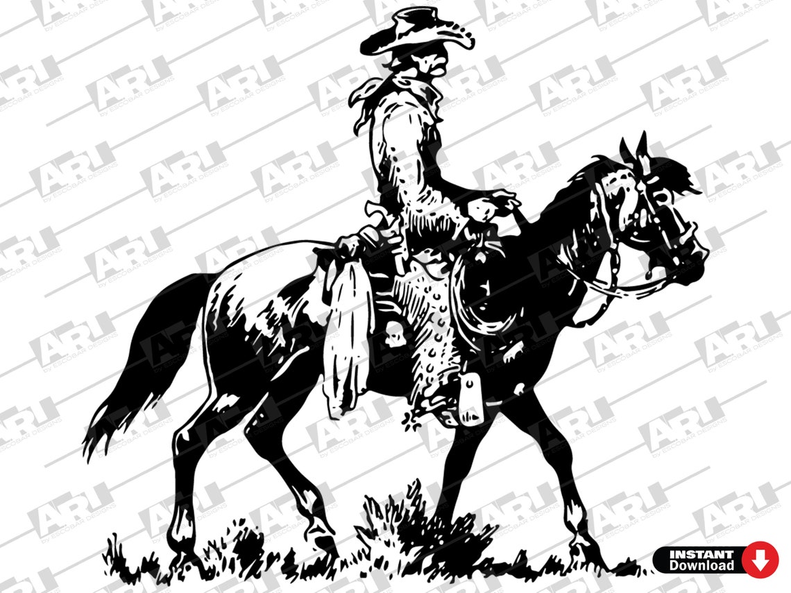 Cowboy Svg Horse Eps Western Png Clip Art Bundle PNG - Etsy