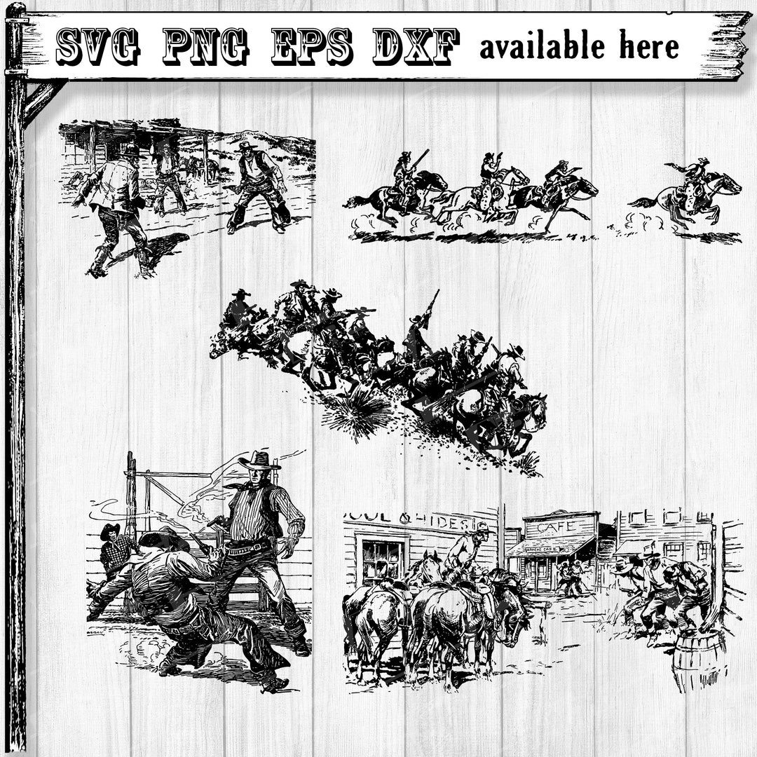 Cowboys, Desperados and Outlaws Svg, Gunslingers Svg, Horses, Western ...