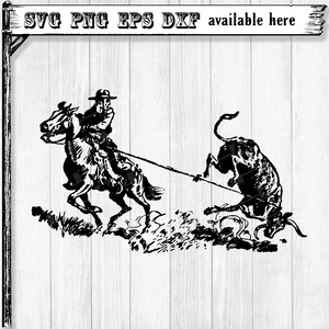 Cowboy on Horse Roping a Bull | Breakaway Roper SVG | Western SVG ...