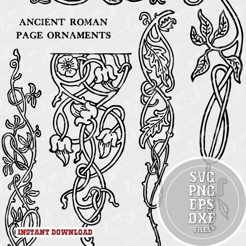 Vintage Page Borders SVG, Ornamentals PNG, Decorative Elements, Ancient ...