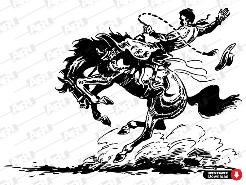 Western Cowboy Svg, Lasso Svg, Bronco Png, Rodeo Png, Clip Art Bundle ...