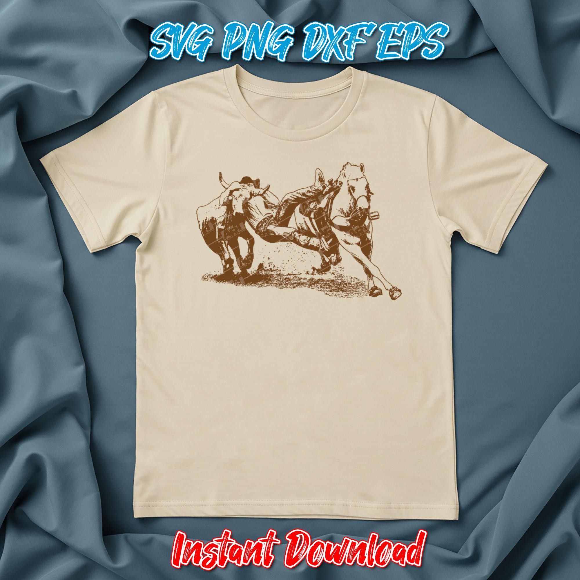 Steer Wrestling SVG Bulldogger Cowboy Clipart Rodeo Bulldogging PNG ...