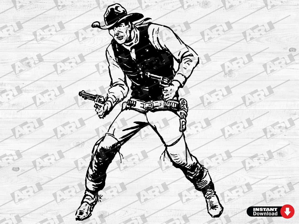 Western SVG, Gunslinger PNG, Outlaw EPS, Gunfighter Dfx, Sharpshooter ...