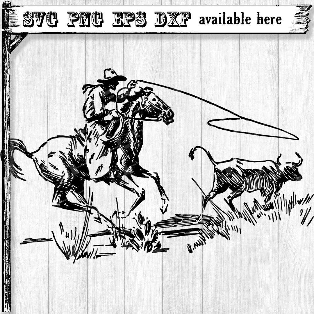 Western Cowboy SVG, Roping a Bull PNG, Breakaway Roper, Western Png ...