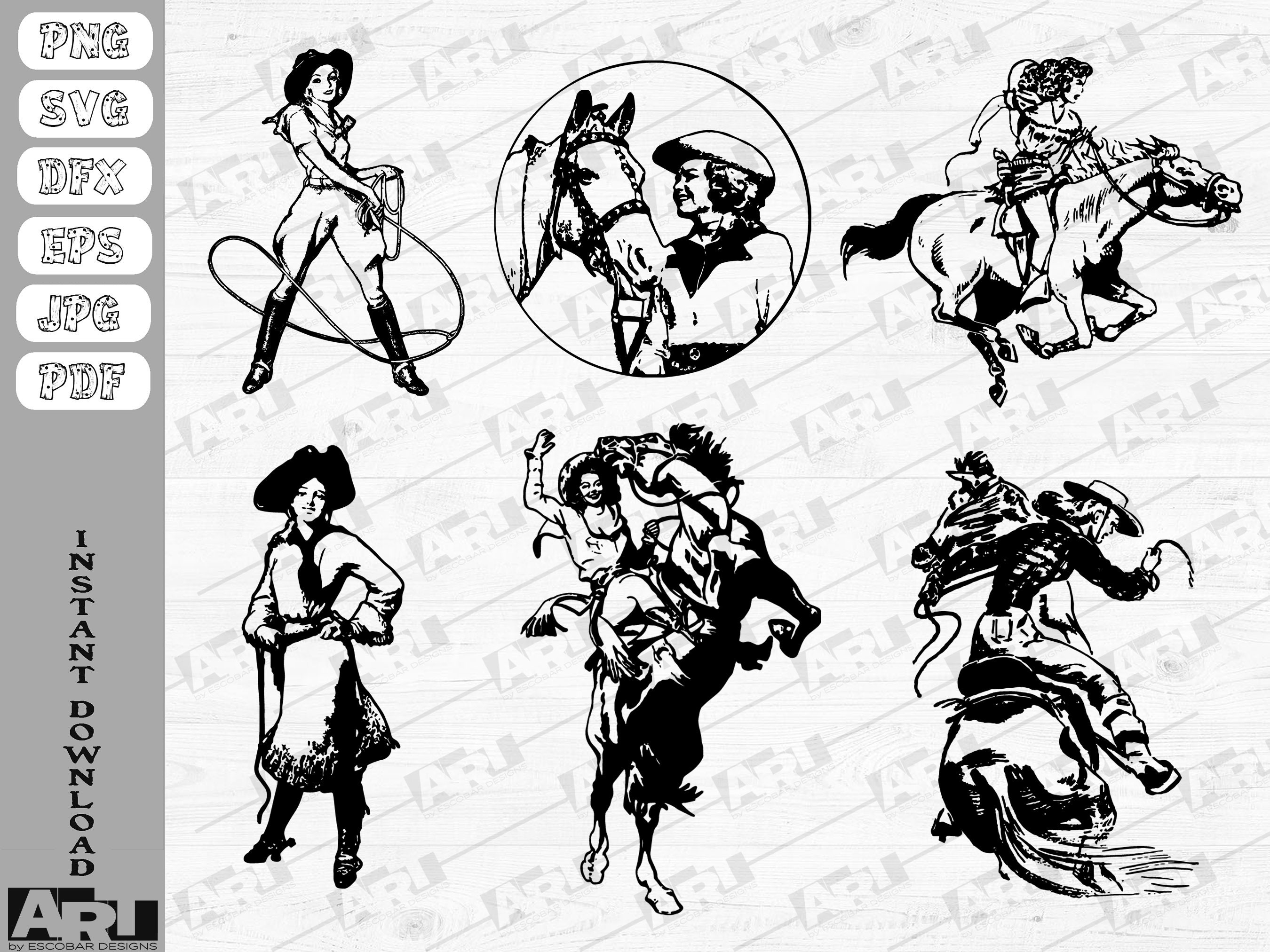 Cowgirls Svg Png Horse Riding Lariat Eps Western Svg Clip - Etsy