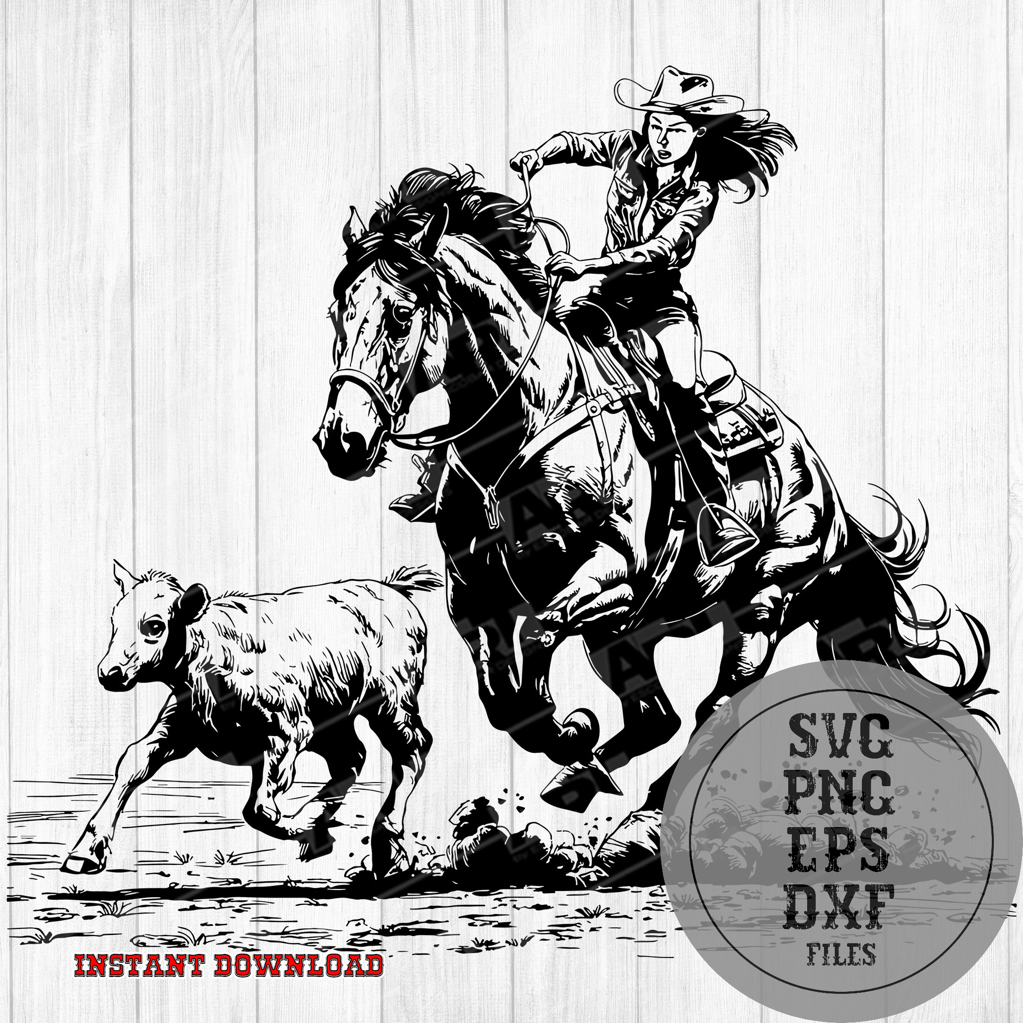 Breakaway Roper Svg, Cowgirl on a Horse Roping a Calf Svg, Western Svg ...